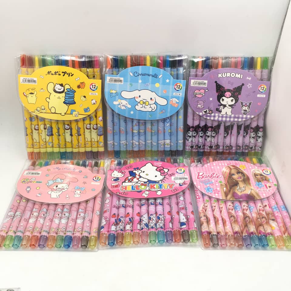 12 Colors/Set Non-Toxic Drawing Colors Rotating Crayons Drawing Color ...