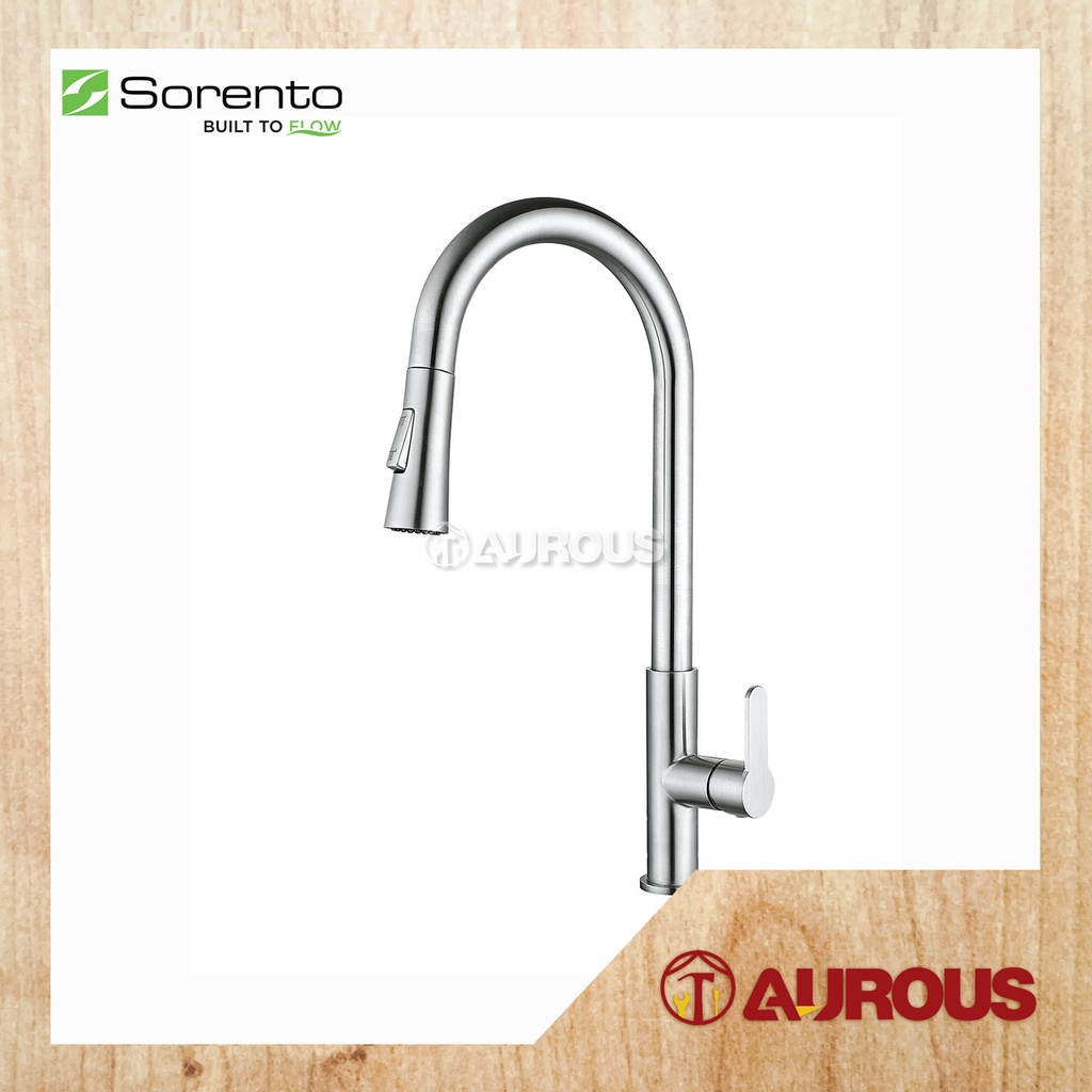 SORENTO STAINLESS STEEL 304 KITCHEN PILLAR MOUNTED COLD TAP WITH PULL OUT SHOWER (SRTKT72SS ...