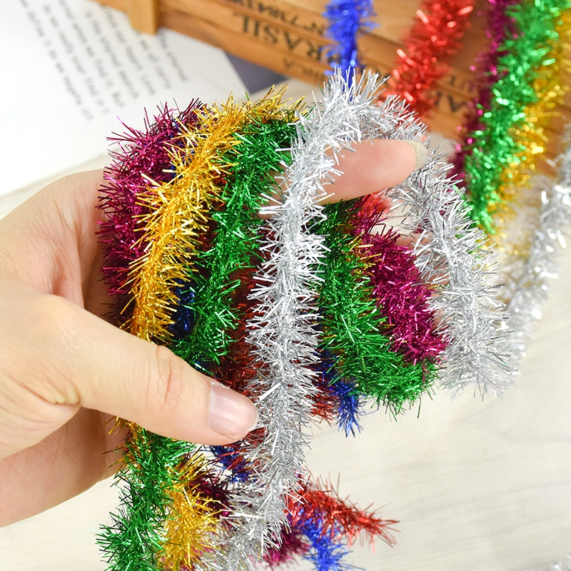 1.5M Christmas Colorful Ribbon Glitter Metalic Tinsel Strips Hanging ...