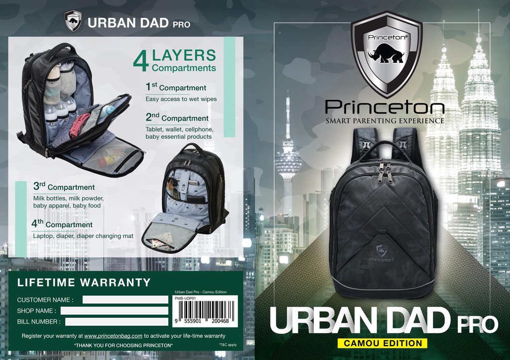 Princeton Urban Dad Pro Diaper Bag with Diaper Changing Mat | Shopee ...