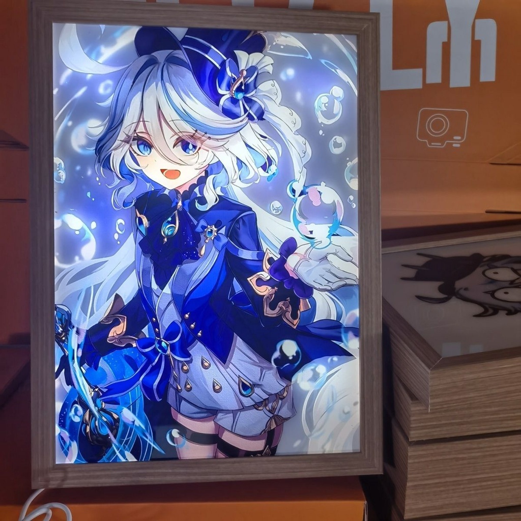 Genshin Impact LED Light Painting Furina Figure Night Lamp Valentine's ...