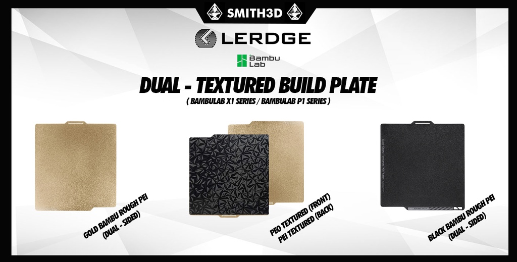 LERDGE® Bambu Lab X1 / X1CC / P1P Dual-Sided Textured PEI Plate for 3D Printer Replacement ...