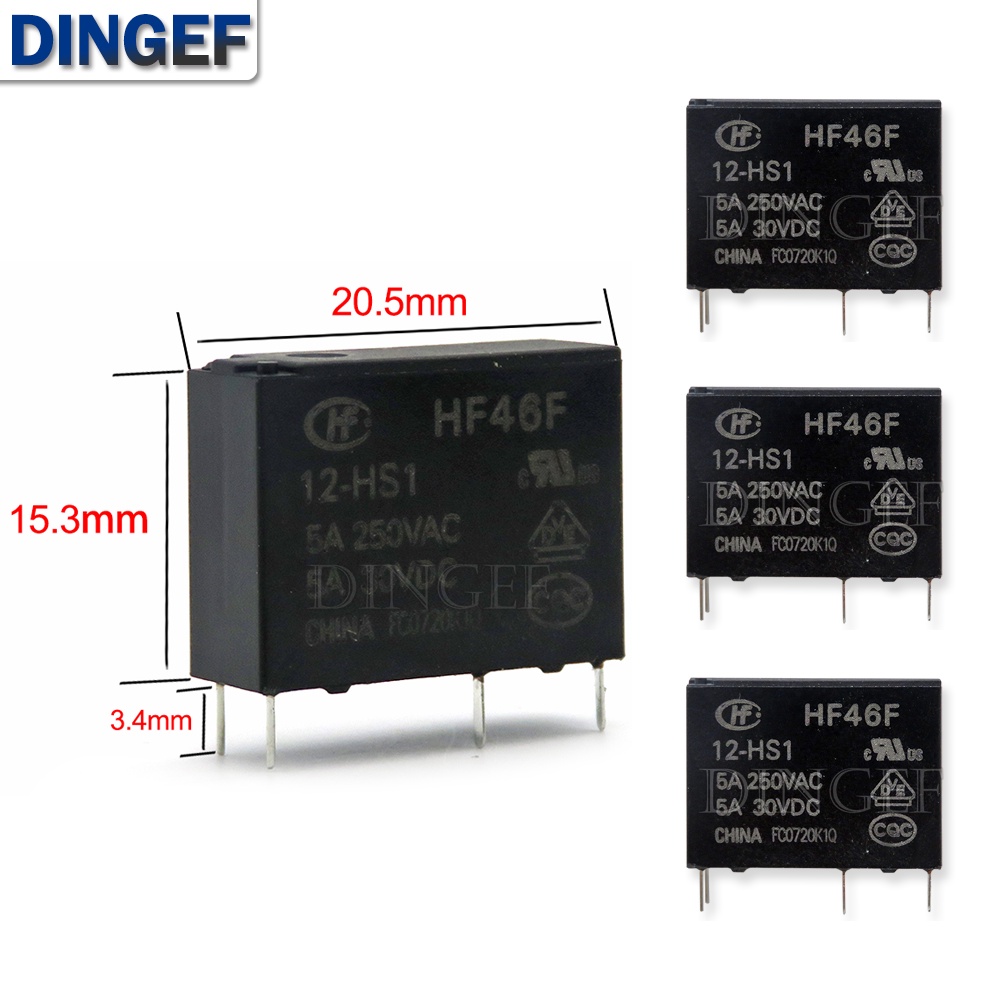 1PCS/LOT 5V 12V 24V DC 30VDC Power Relays HF46F-005-HS1 HF46F-012-HS1 HF46F-024-HS1 5-HS1 12-HS1 ...