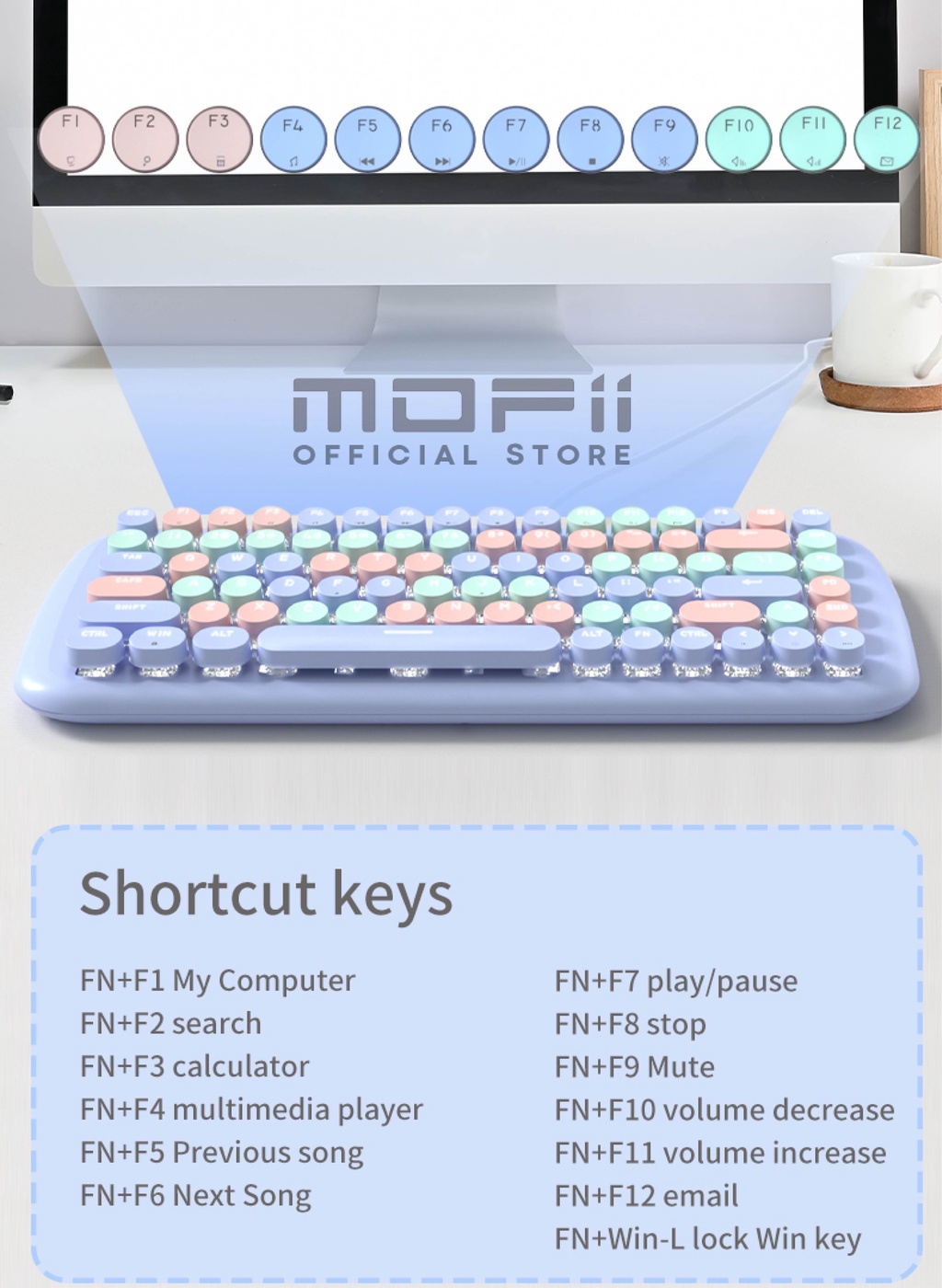 MOFII Candy M Wired Mechanical Gaming Keyboard Red Switch Gift Present ...