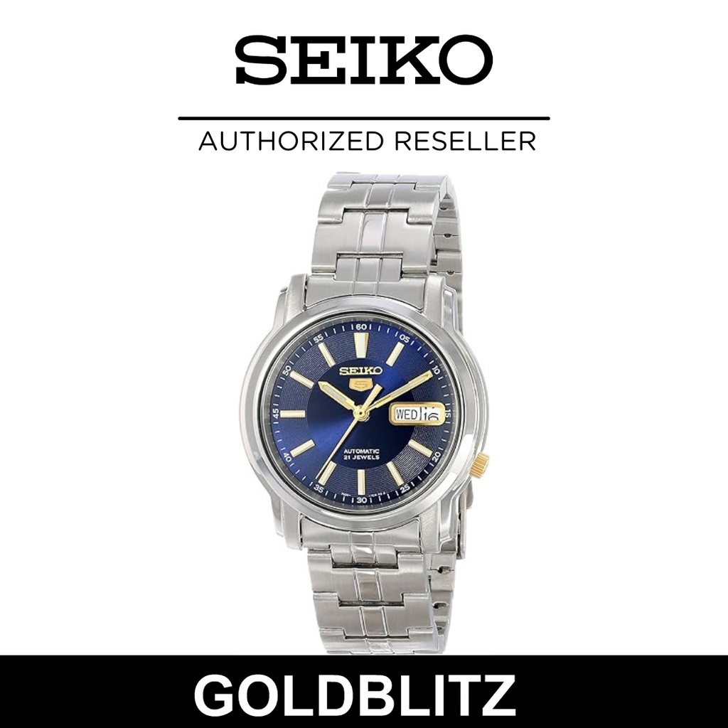 Seiko SNKL43K1 Men's 21 Jewels Blue Analog Automatic Stainless Steel ...