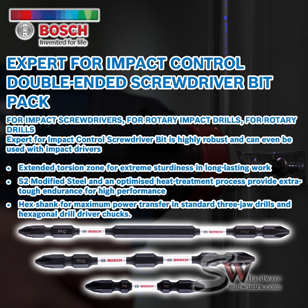 Bosch Impact Screwdriver Bit Double End Bit PH2 x 65MM #2608522405 ...