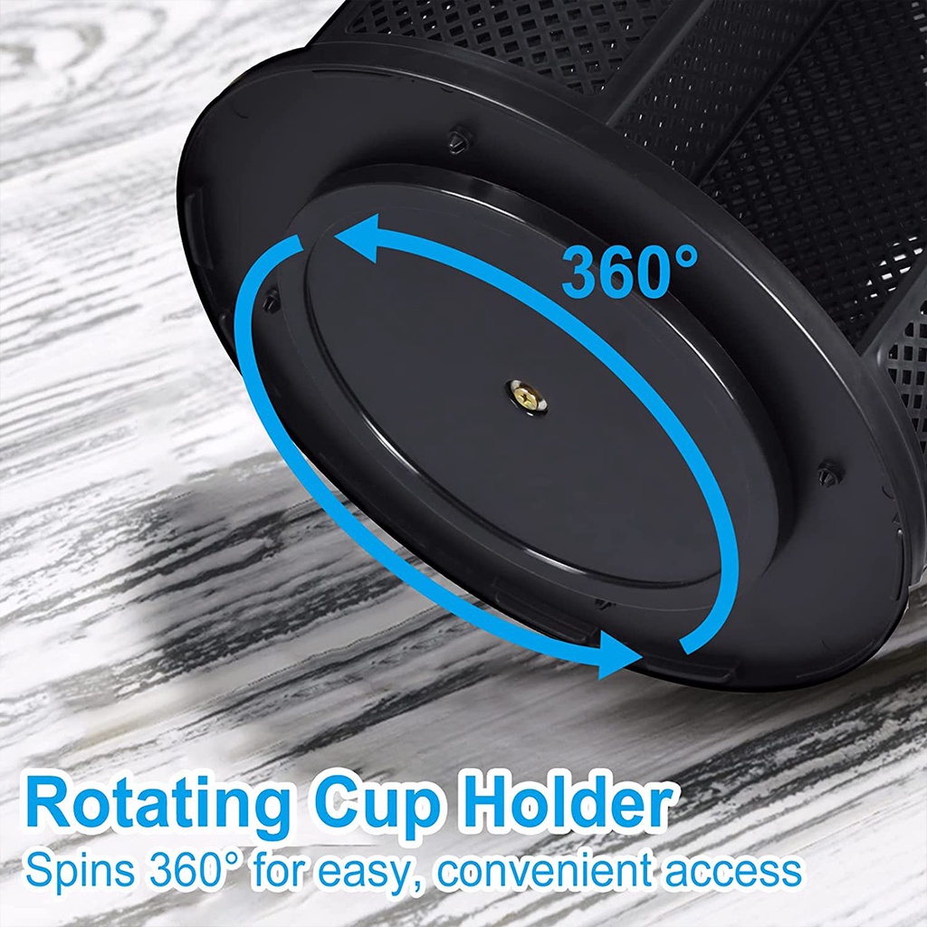 360° Rotatable Storage Rack Cup Dispenser 4 Compartment Cups and Lids ...