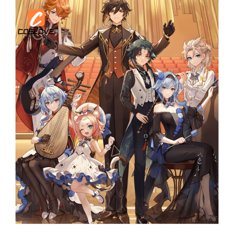 Anime Game Genshin Impact Concert Eula Cosplay Full Set Costume Black ...