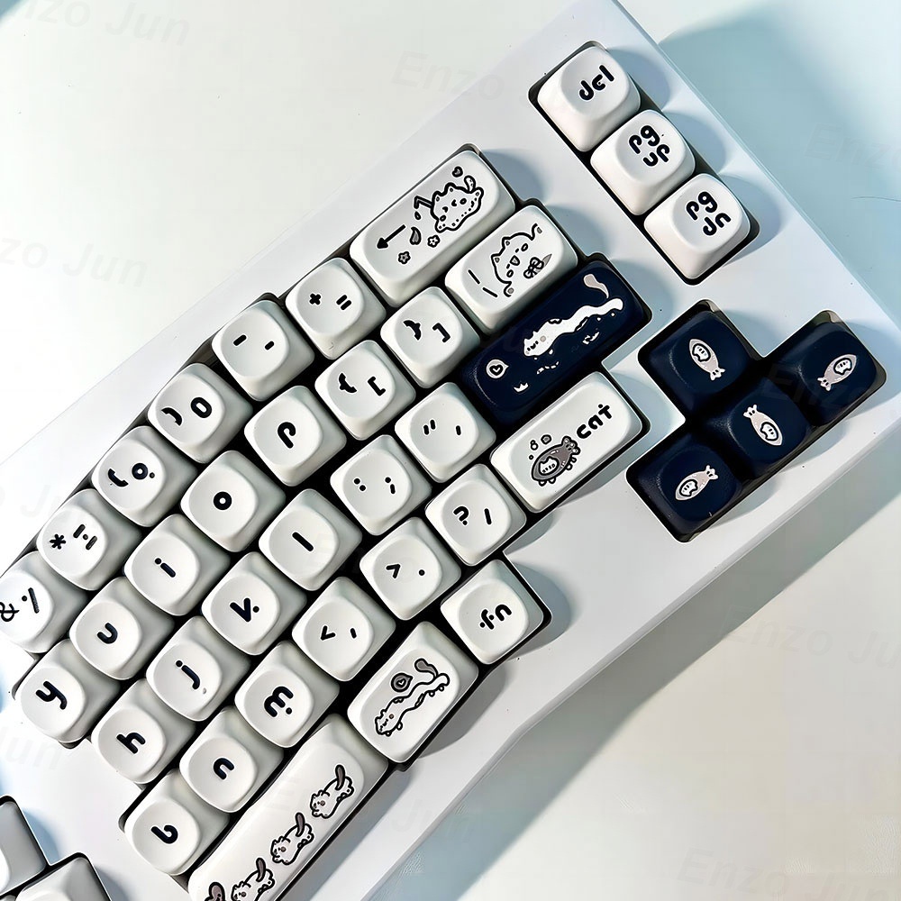 【On Sale】MOA Keycaps Black White Cat's Keycap theme PBT five-sided heat ...
