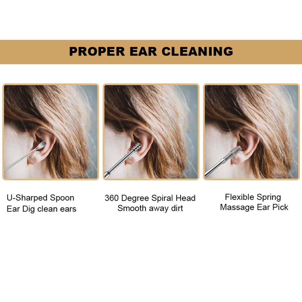 6 Pcs Ear Pick Cleaning Set Ear Cleaner Wax Removal Tool Spoon Ear ...