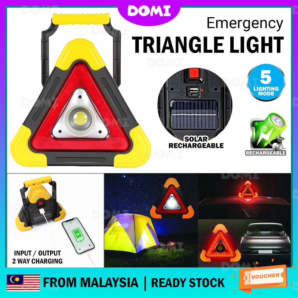 DOMI Car Emergency Light Breakdown Warning Triangle Light USB Solar ...