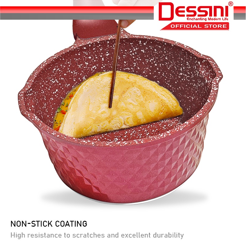 DESSINI ITALY 16CM Rhombus Sauce Pan Die Cast Aluminium Non Stick Milk ...