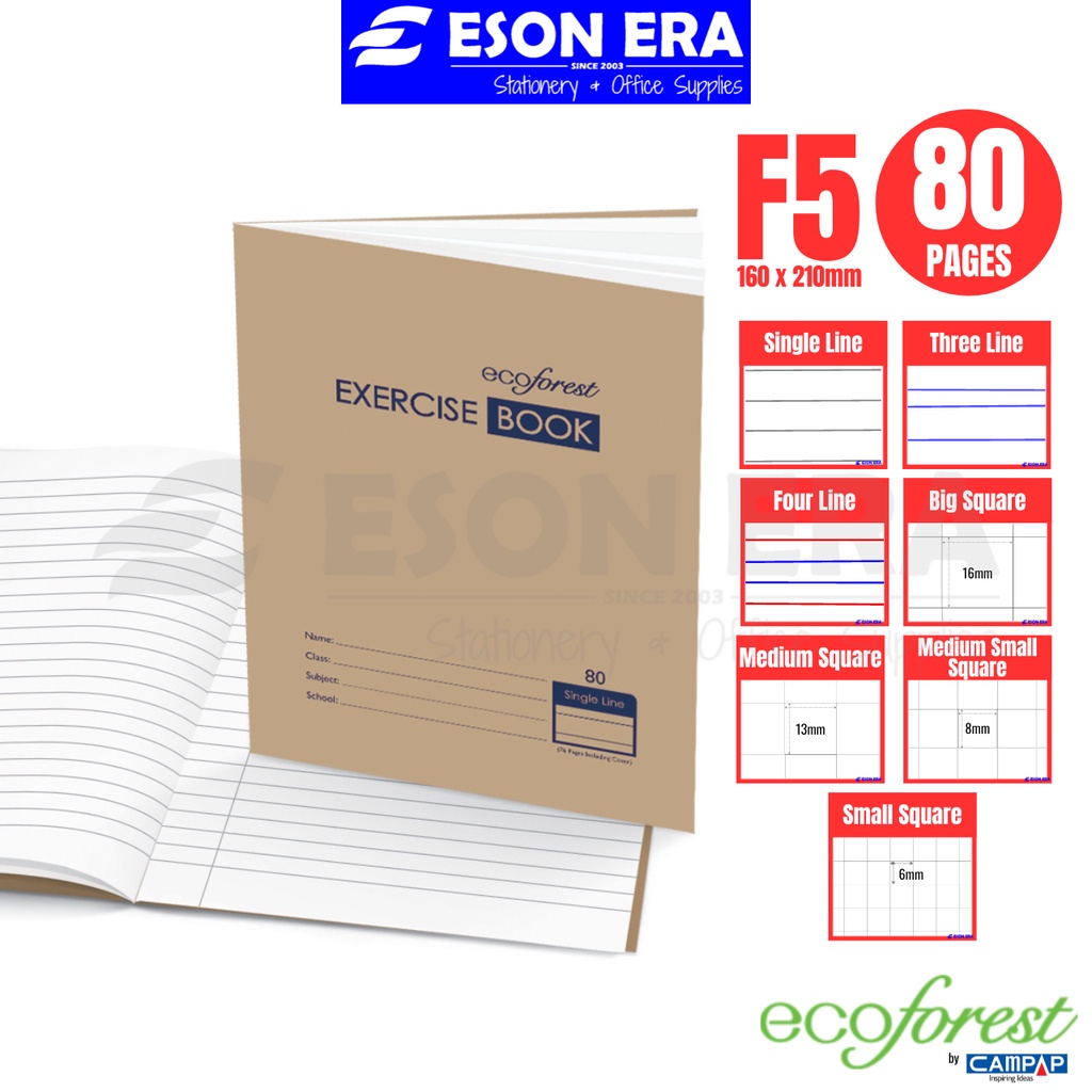 Ecoforest Exercise Book Craft Cover F5 80pages / Buku Latihan / Buku ...