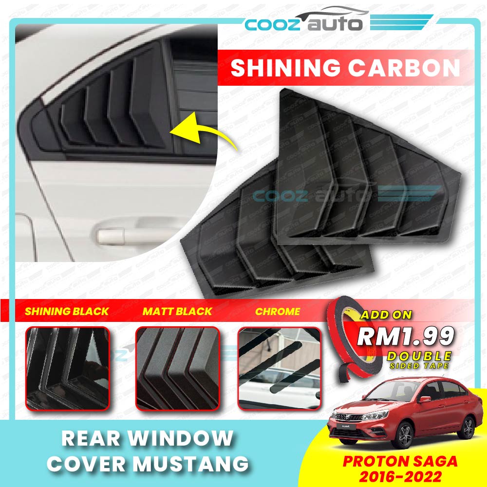 Proton Saga VVT MC1 MC2 2016 - 2025 Mustang Black Chrome Rear Window ...