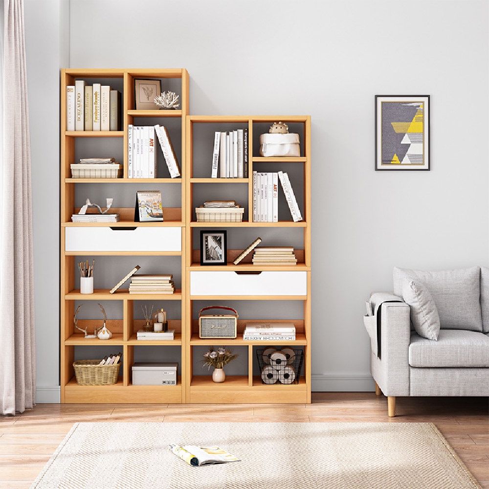 Borong365 Wooden Bookshelf Rak Buku Storage Rack Cabinet Kabinet Book ...