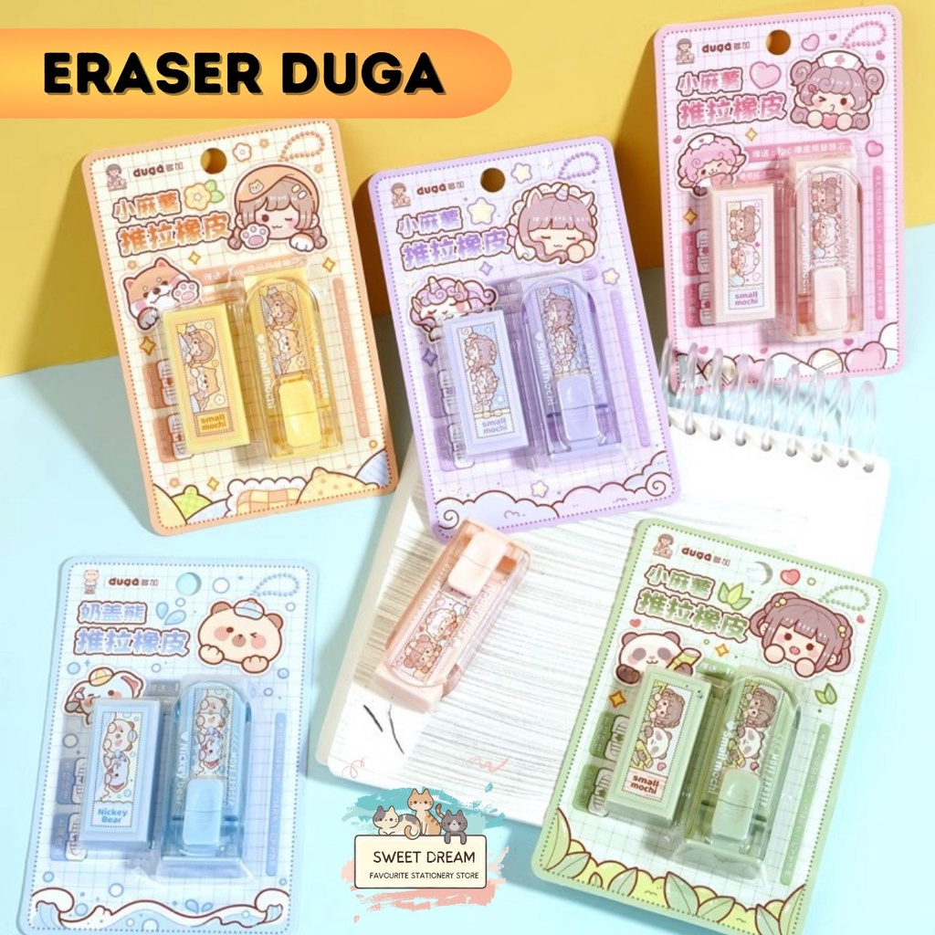 DUGA Push Eraser Push and Pull Less Debris Pencil Eraser Pemadam Free ...