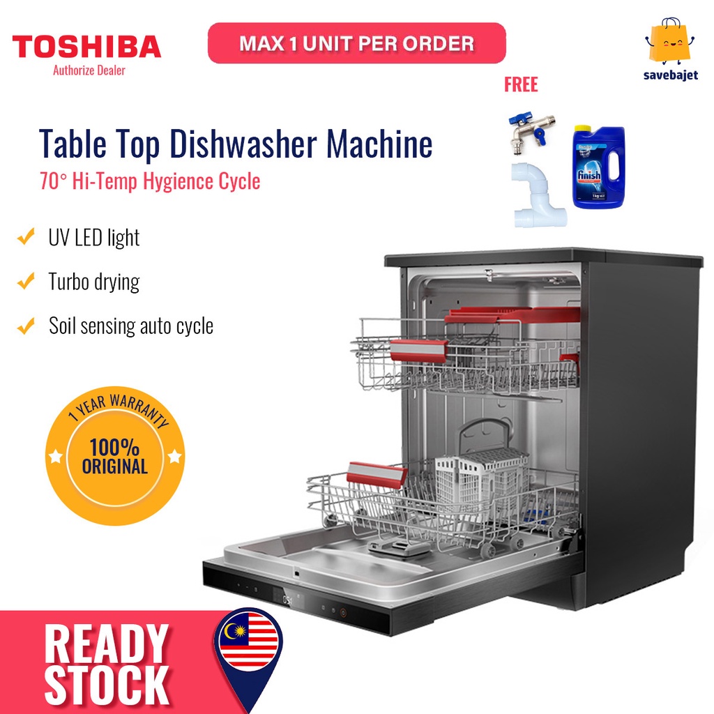 TOSHIBA Table Top Dishwasher Machine DW-14F2(BS)-MY | Shopee Malaysia