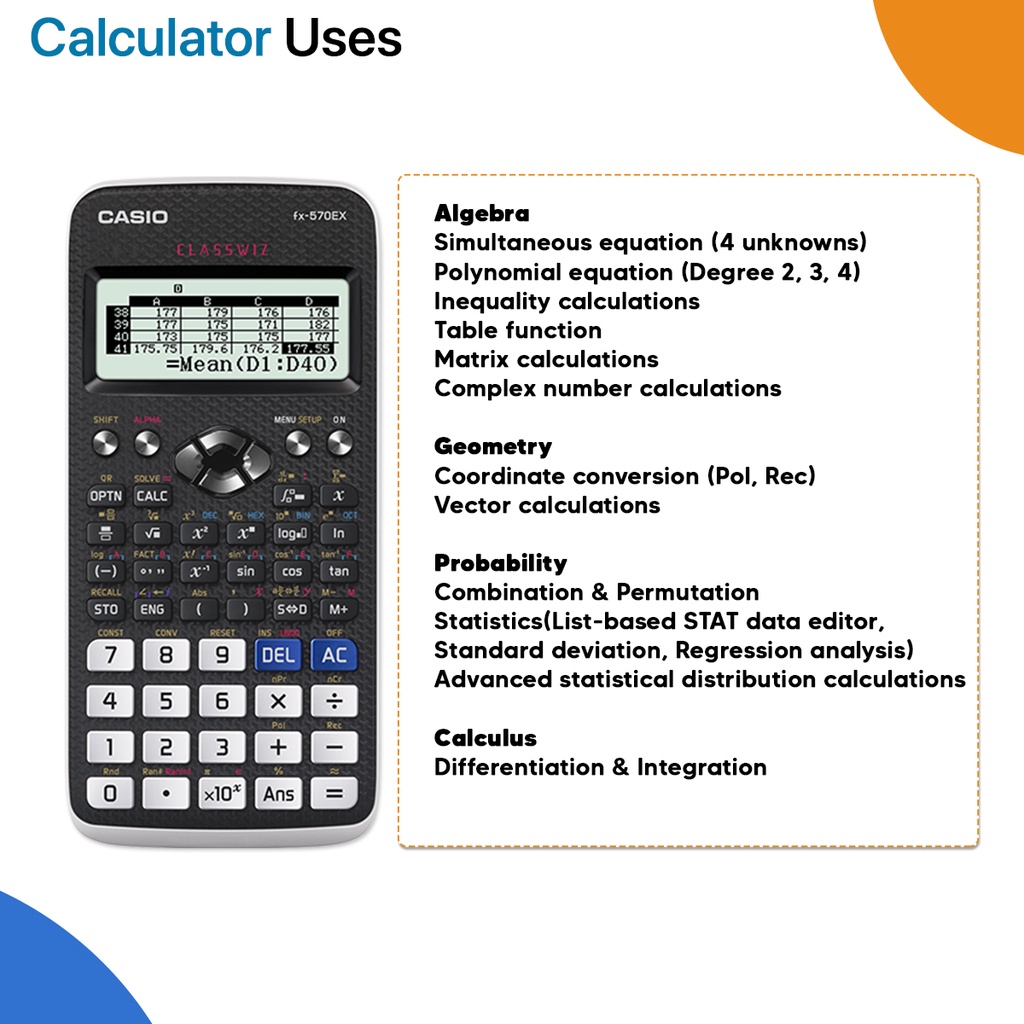 ORIGINAL Casio FX-570EX Scientific Calculator Classwiz Counting ...