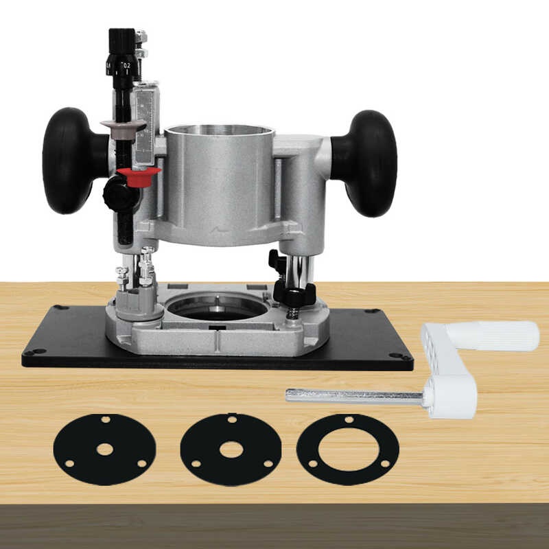 Woodworking Base and Aluminum Router Table Insert Plate Hand Lift ...