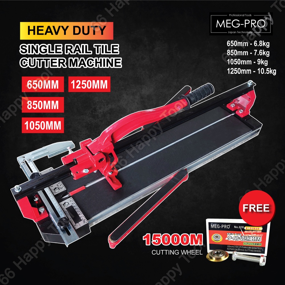 MEG-PRO Tile Cutter Machine Single Rail 650MM 850MM 1050MM 1250MM ...