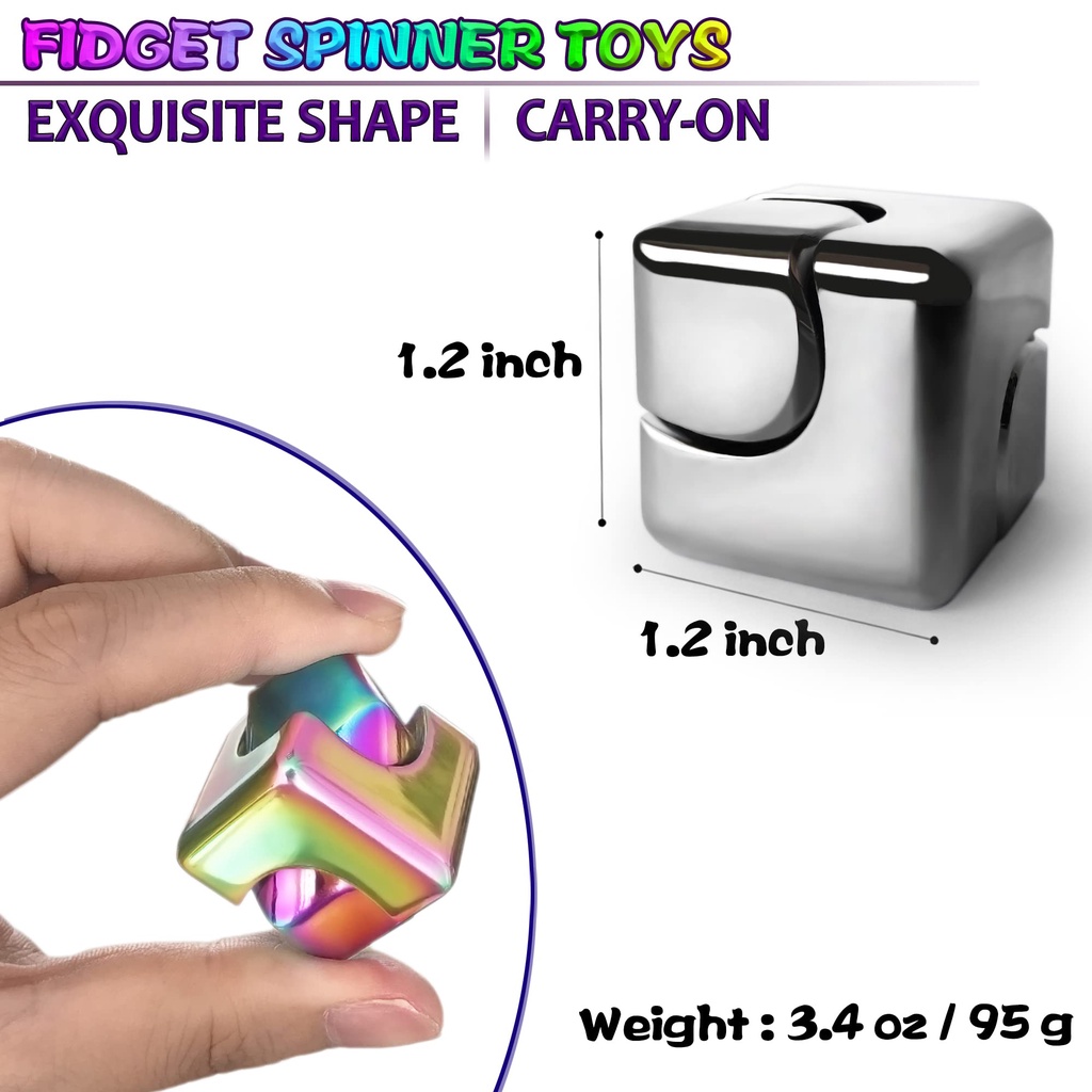 Metal Cube Rotating Fingertip Gyroscope Fidget Anti Stress Toys Adult ...