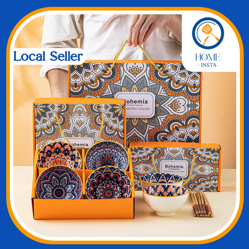 Traditional Japanese Style Rice Bowl Porcelain Bowl Ceramic Mangkuk Set ...