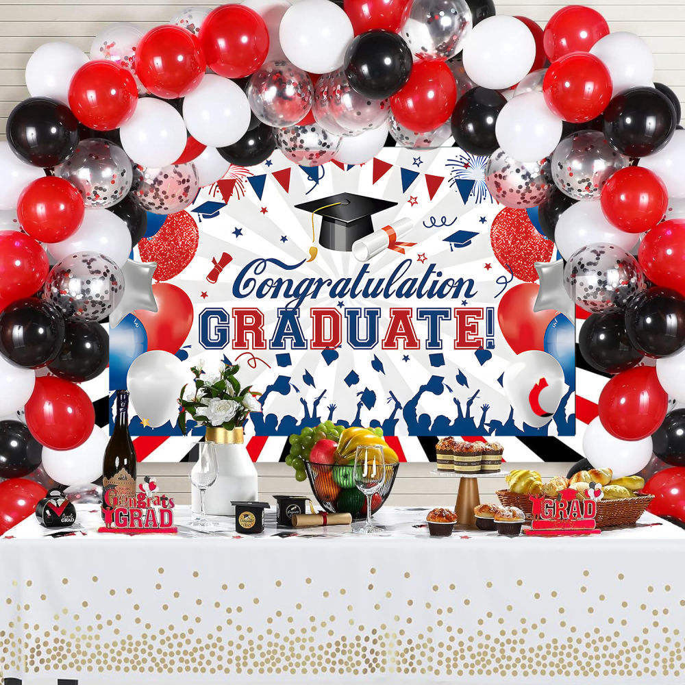 Graduation Backdrop Decorations Set Balloons Garland Class of 2025 ...