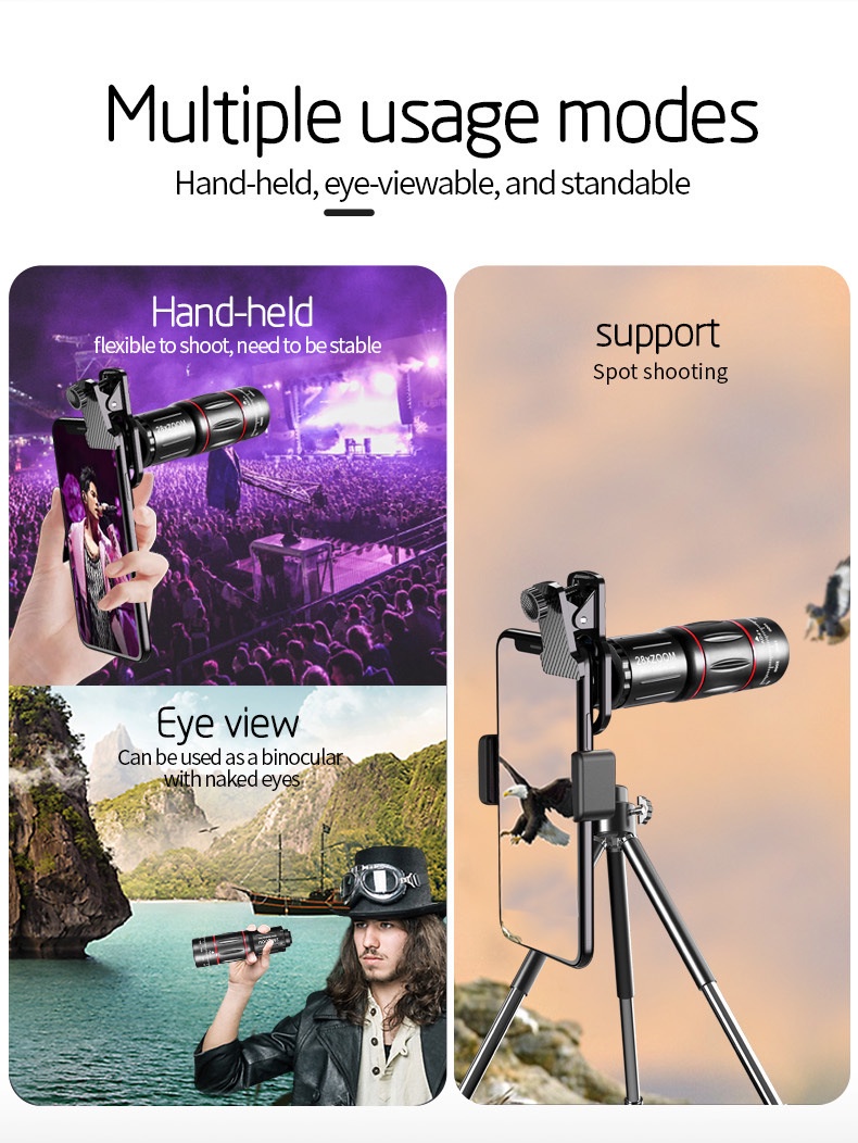 28X Telephoto Phone Lens 4K HD Phone Monocular Telescope With Tripod ...