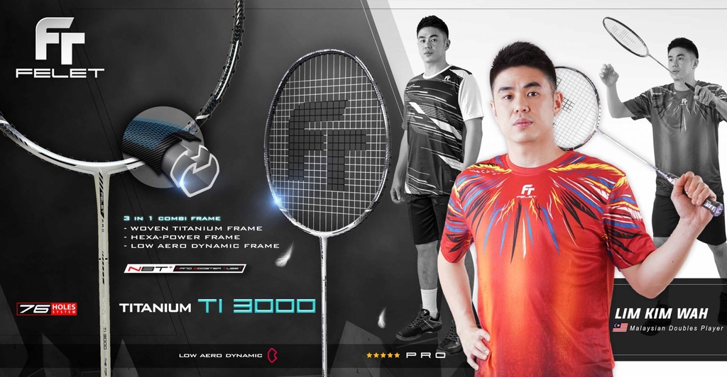 PRO SERIES FELET WOVEN TI 3000 HIGH-END RACQUET BADMINTON RACKET 3U 86G ...