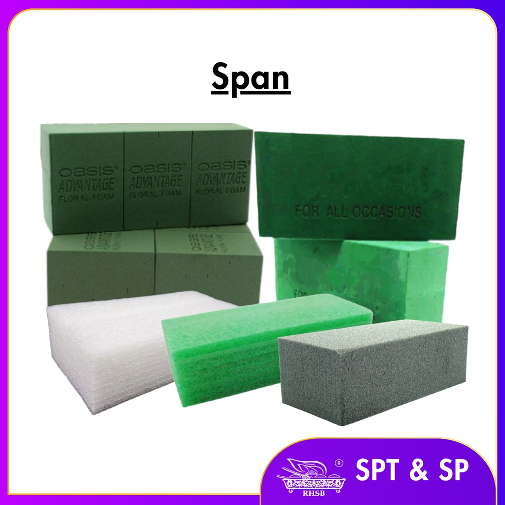 SPAN BUNGA TAK BERHABUK/ SPAN KERING/ FLOWER FOAM/ FLORAL FOAM/ SPAN ...