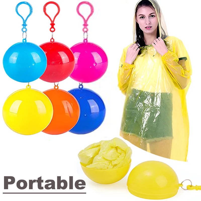 Portable Disposable Thicken Raincoat with Keychain / Adults Transparent ...