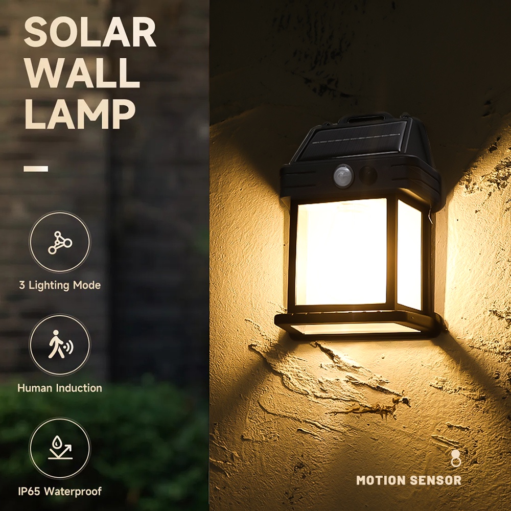 Creative Solar Powered Wall Mounted Motion Sensor Fence Lamp 3 Modes ...
