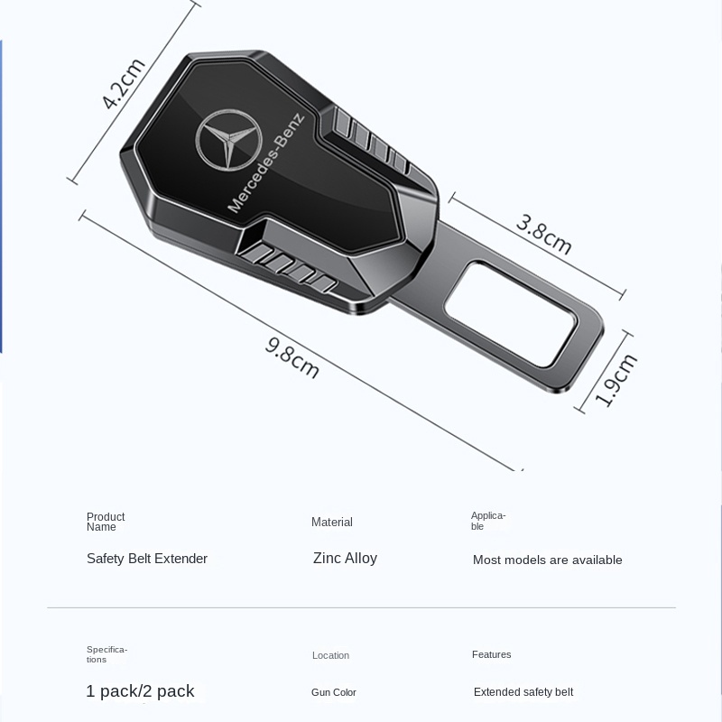Zinc Alloy Car Seat Belt Extension Buckle Seat Belt Extension Clip ...