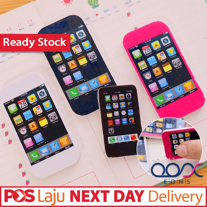 COMPACT SIZE 💖 Cute Mobile Phone Pencil Eraser Soft Rubber Phone Shaped ...