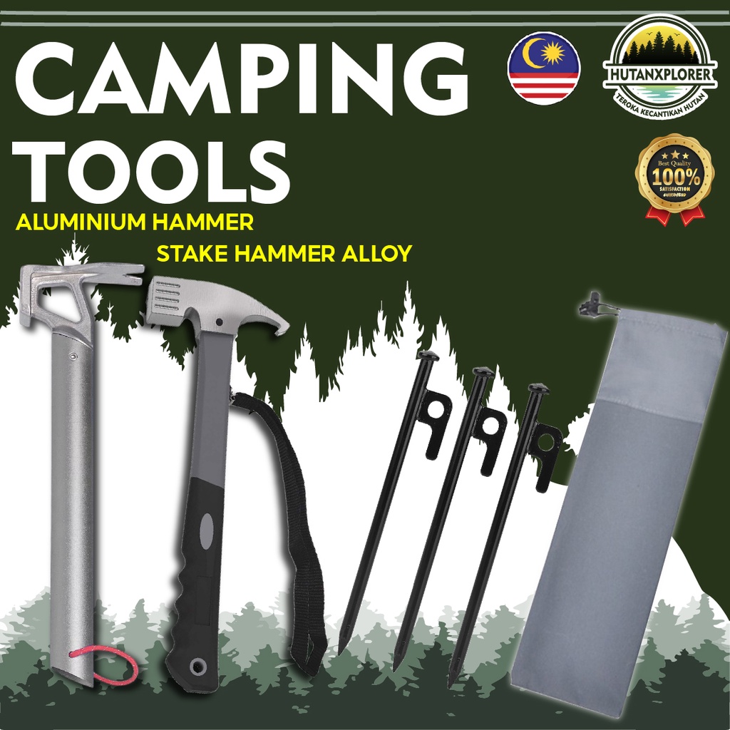 Multi-Usage Hammer Outdoor Camping Tent Peg 30cm Camp Stakes Flysheet ...
