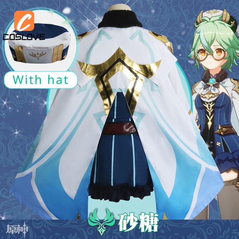 Genshin Impact Sucrose Cosplay Full Set Costume West Wind Knights ...
