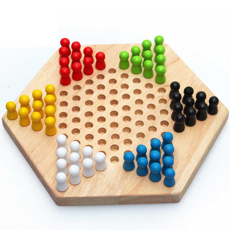 Wooden Educational Board Children Classic Halma Checkers Set Strategy ...