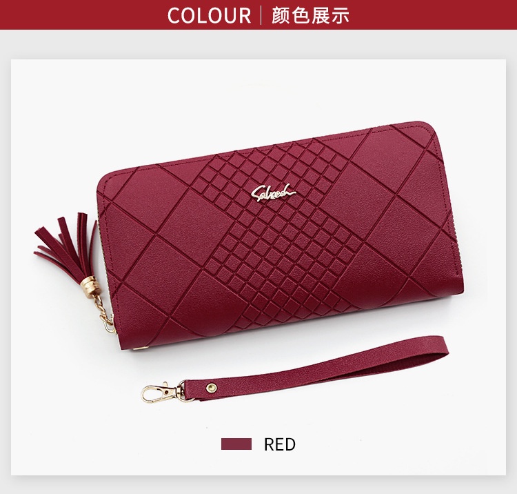 Long Wallet PU Leather Korean Version Ladies Wallet Hand Strap Mobile ...