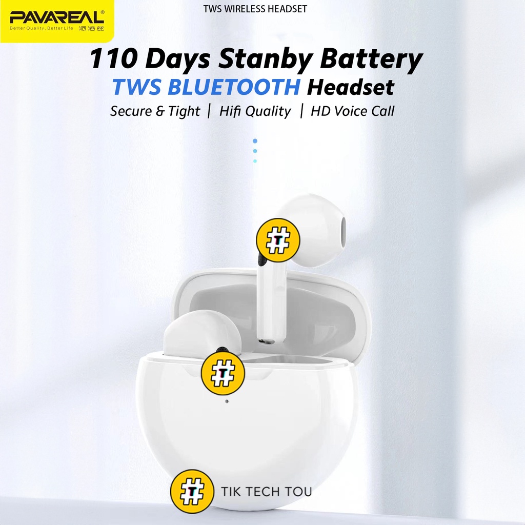 PAVAREAL TWS Wireless Round H08 (White) | Shopee Malaysia