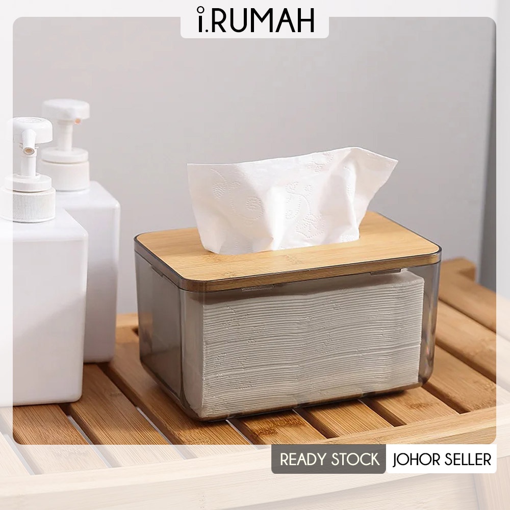 【i.Rumah】Wooden Bamboo Tissue Box Storage Napkin Tissue Paper Holder ...