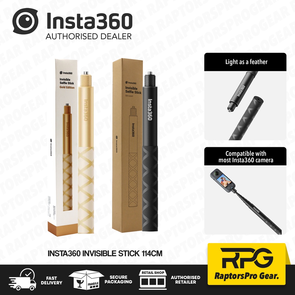 Insta360 Invisible Selfie Stick 114CM (Black/Gold/Satin White) for X5 ...