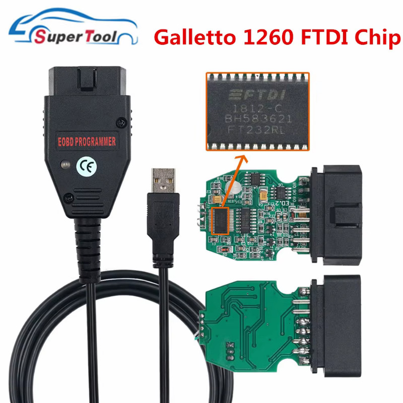 Best Galletto 1260 ECU Flasher OBD2 Cable EOBD Galletto 1260 FTDI FT232RL ECU Chip Tuning Tool ...