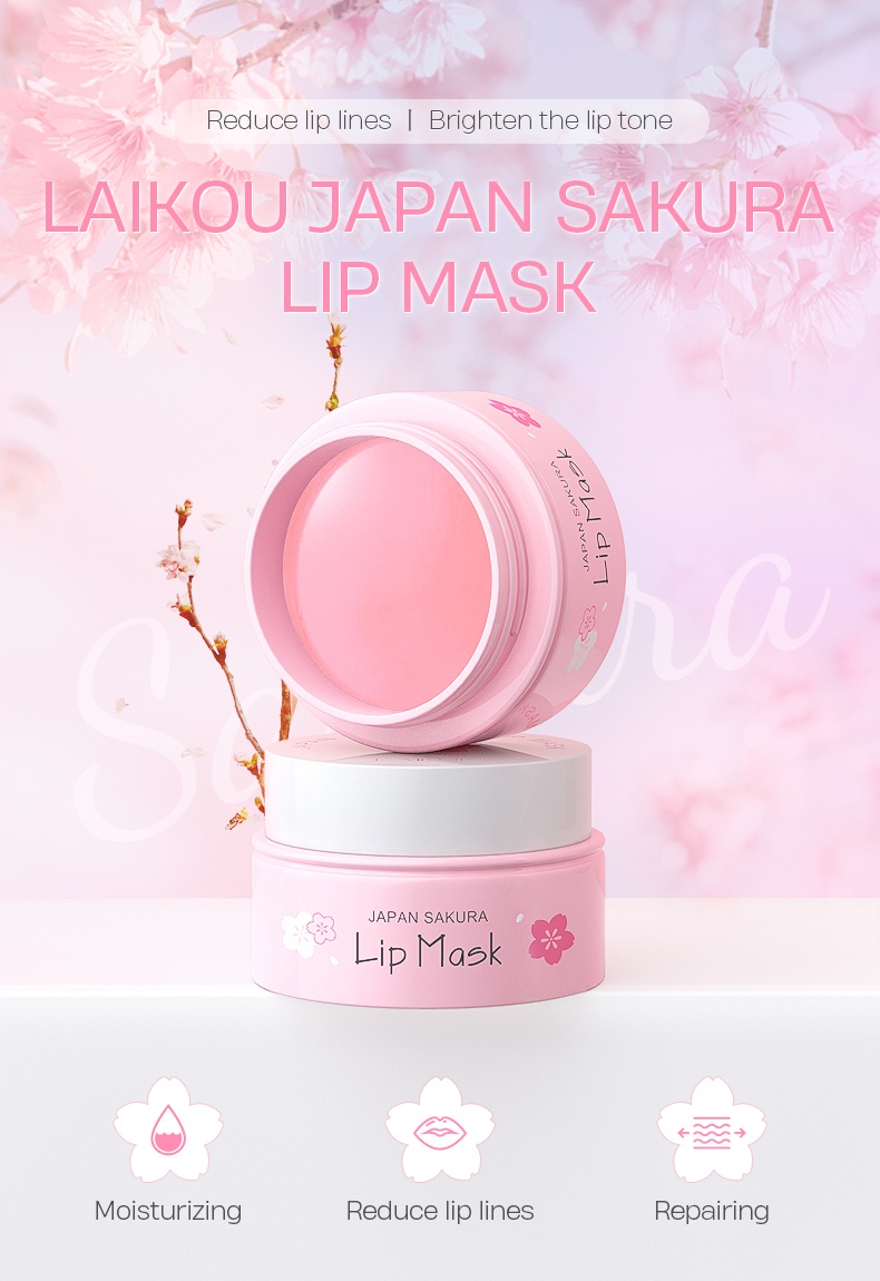 LAIKOU Sakura Lip Mask Sleeping Night Lip Balm Cherry Blossoms Balm ...