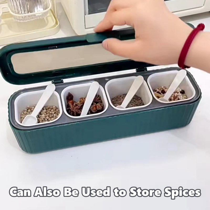 【PLAYFUL】 4 IN 1 Seasoning Box Set Spice Storage Salt MSG Spice ...