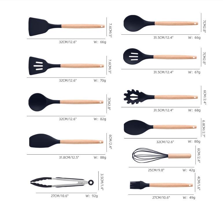 【19 Pcs】Silicone Kitchenware Set Non-stick Cooking Shovel and Spoon ...