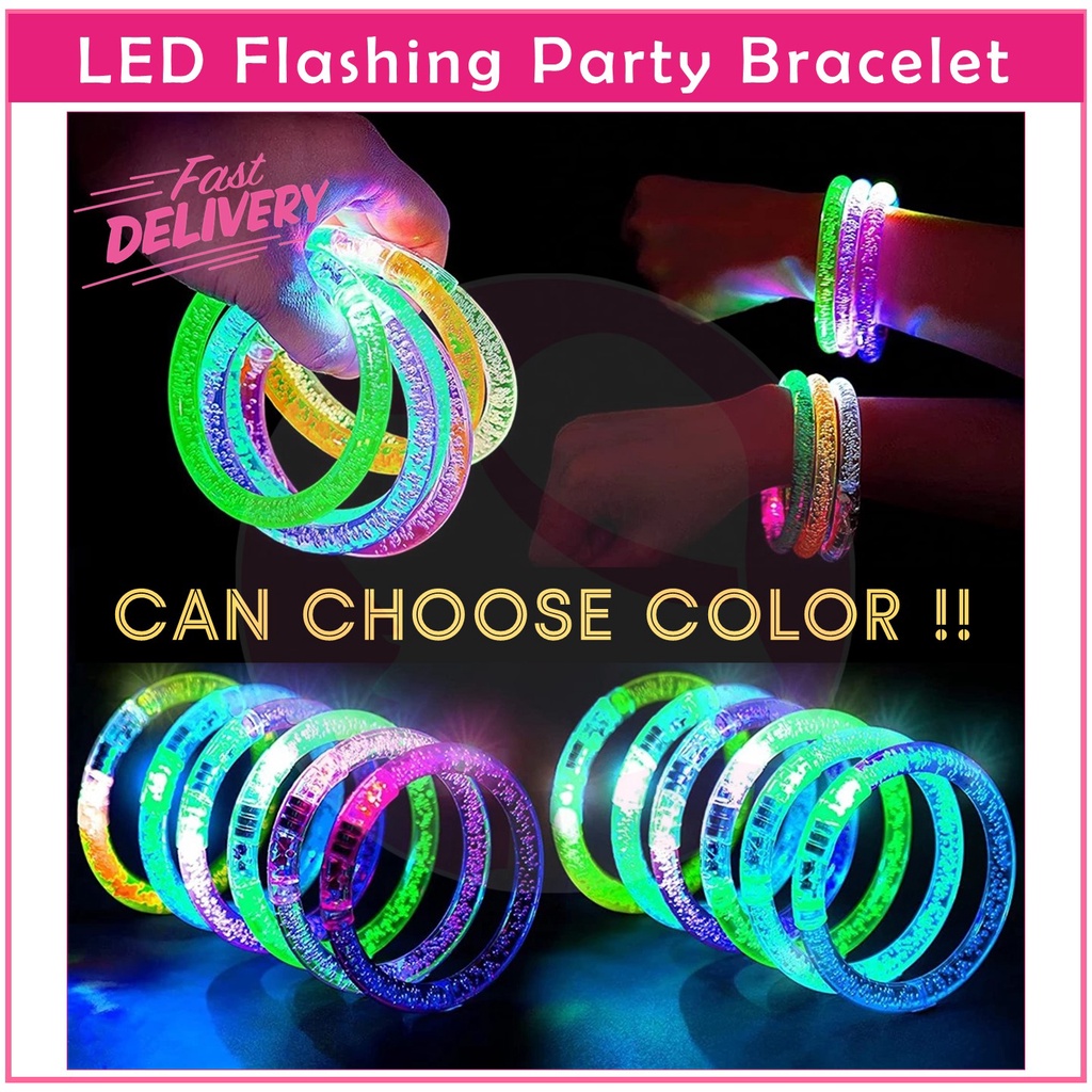 LED Flashing Bracelet Acrylic Glow In The Dark Light Up Party ...