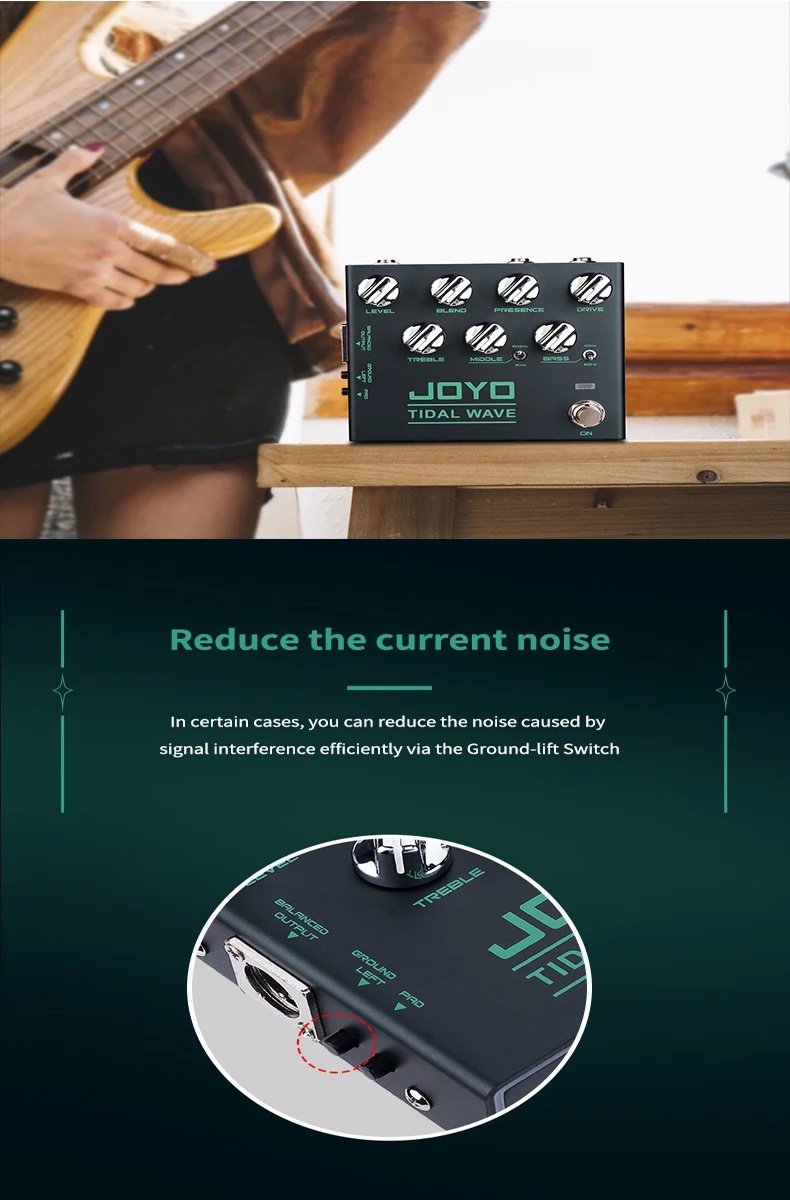 TIDAL WAVE by JOYO R-30: Bass Preamp Guitar Effect Pedal with 3-Band EQ ...