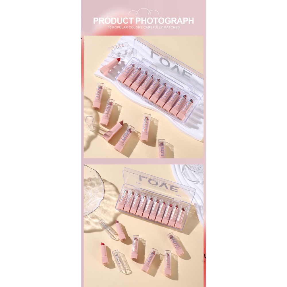 Dragon Ranee 10 Colors Mini Lipstick Set Small Sample Matte Lipstick ...