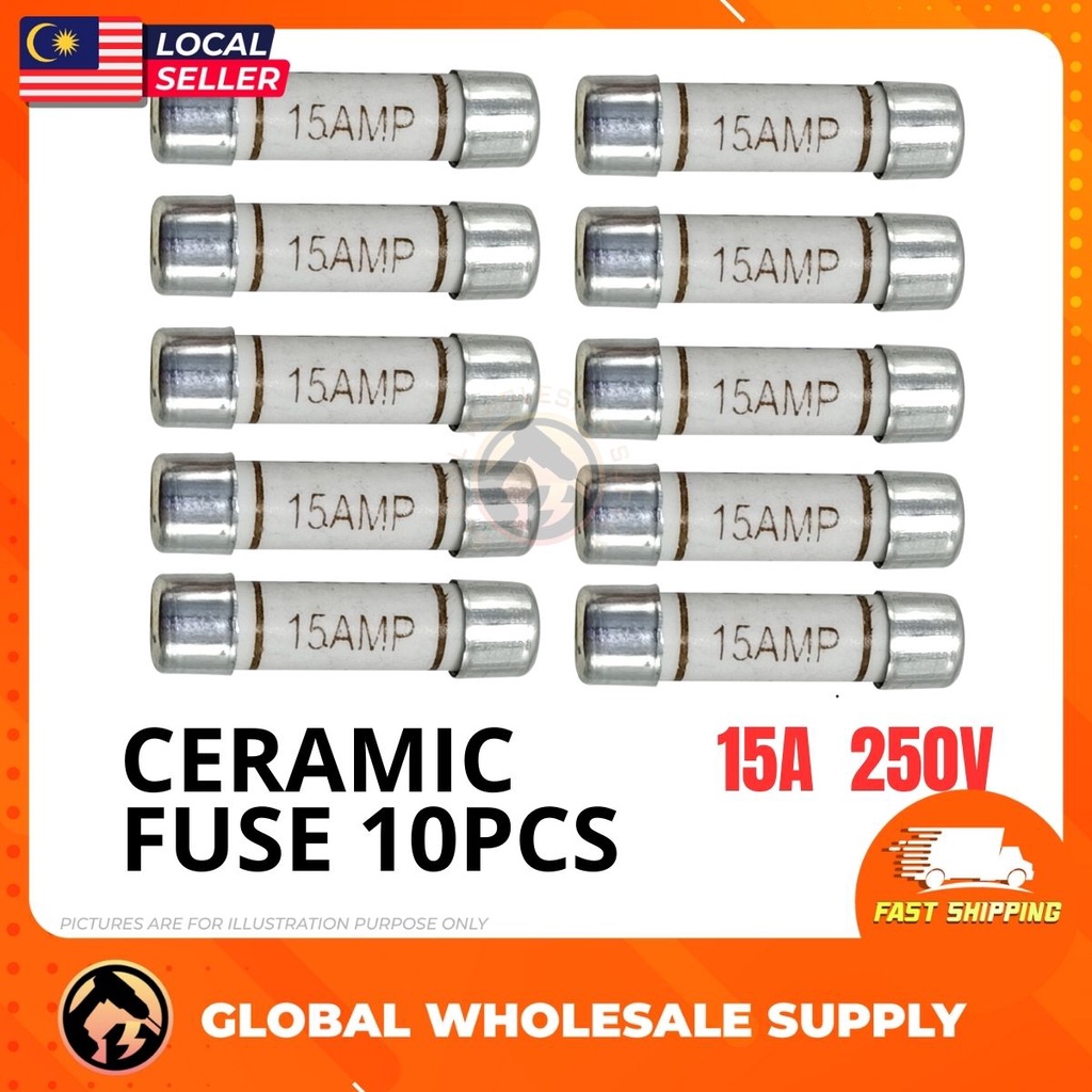 10 PCS] 15A Top Fuse Ceramic Fuse Durable Domestic Fuses Plug TopTube ...
