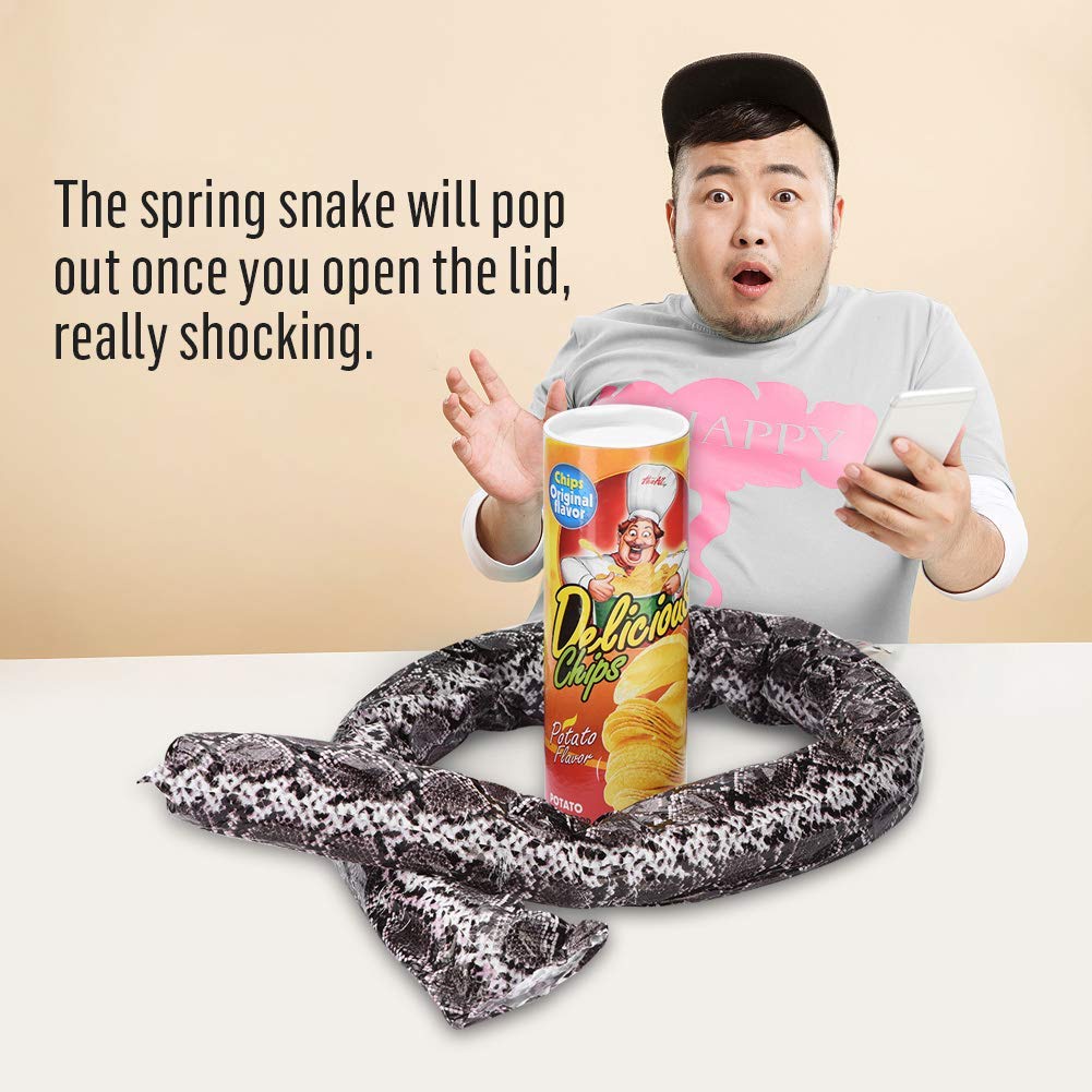 Funny Potato Chip Can Jump Spring Snake roach Toy Gift April Fool Day ...